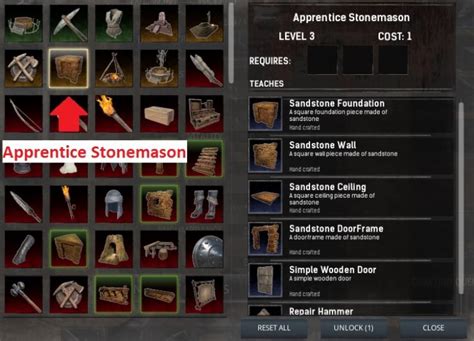 Conan Exiles Apprentice Stonemason Crafting Recipe