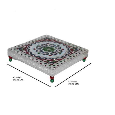 4” X 4” Indian Bajot Bajoth Pooja Puja Chowki Small Low Table For Staute A M Dev Kitchenware