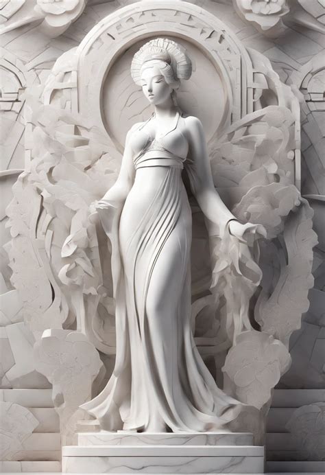 White Marble Statue Of A Japanese Woman With Huge Breasts Nude