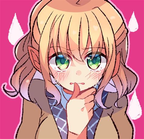 Safebooru 1girl Bangs Blonde Hair Blush Breasts Brown Jacket Crying
