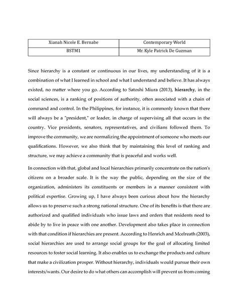 3 Bernabe Xianah Nicole E Xianah Nicole E Bernabe Contemporary World Bstm 1 Mr Kyle Patrick