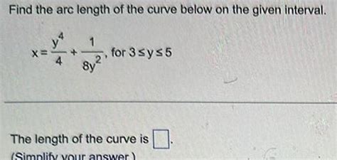 [answered] find the arc length of the curve below on the given interval