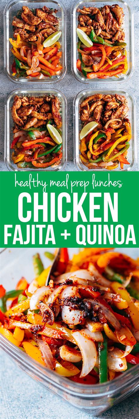 Chicken Fajita Meal Prep Lunch Bowls With Cilantro Lime Quinoa Recipe
