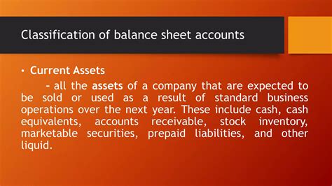 Classification Of Balance Sheet Accountspptx