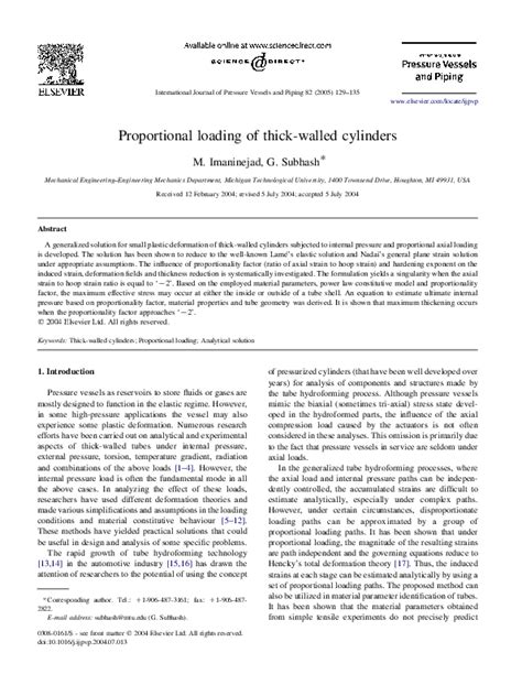Pdf Proportional Loading Of Thick Walled Cylinders