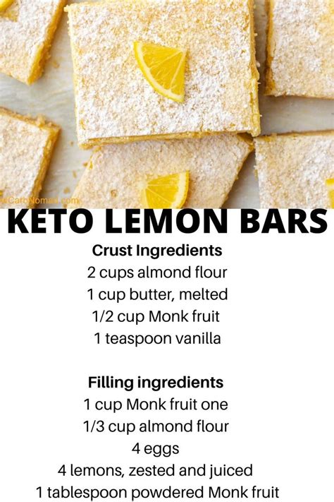 Keto Lemon Bars Recipe Keto Lemon Bar Cookies Low Carb Lemon