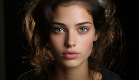 Beautiful Young Woman With Brown Hair And Brown Eyes Generated By Artificial Intelligence