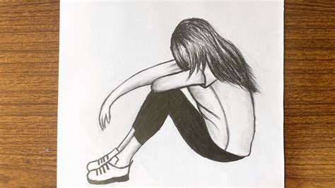 How To Draw A Sad Girl Sitting Alone Easy For Beginners Pencil Sketch Drawing For Beginners