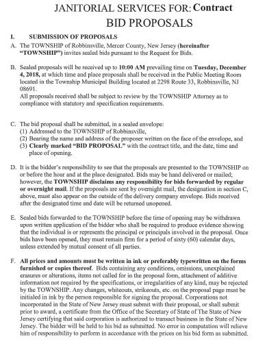Free 10 Janitorial Bid Proposal Samples In Pdf Free 10 Janitorial Bid Proposal Samples In Pdf
