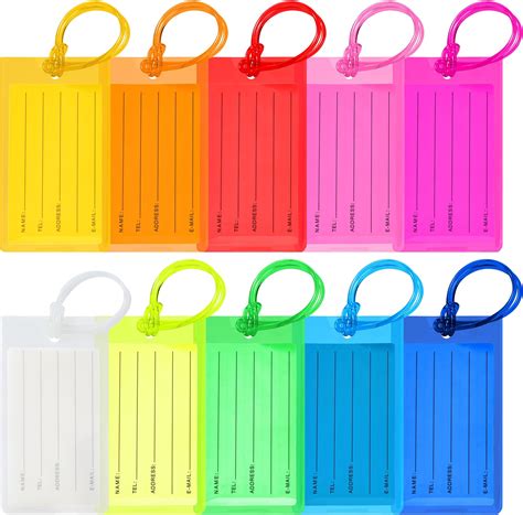 10 Pack Luggage Tags Suitcases Pvc Travel Bag And Baggage Id Label Tags