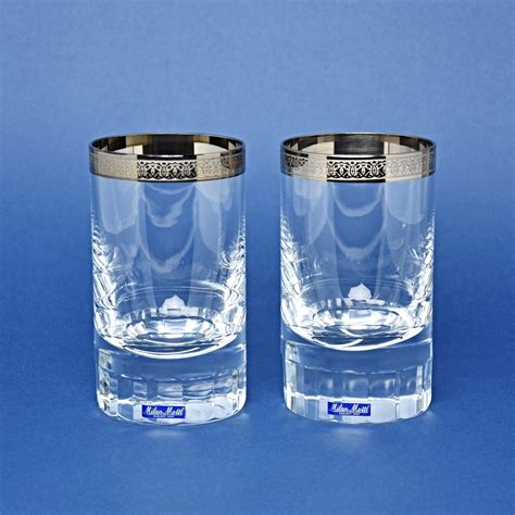 Glasses For Water 250 Ml Platinum Stripe Etching 125 Cm Set 2 Pcs