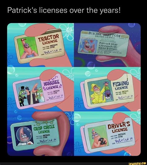 Patricks Licenses Over The Years Drive Tom Licen Patric Conch St Ifunny