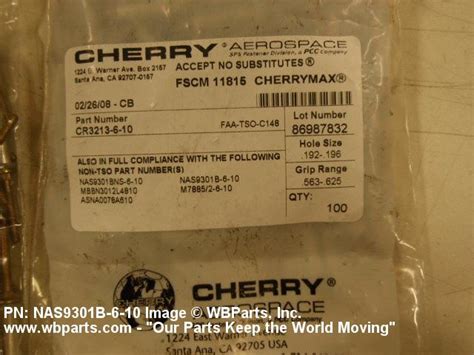 Nas9301b 6 10 Rivet Wbparts