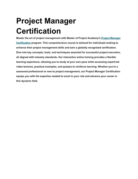 Ppt Project Manager Certification Powerpoint Presentation Free
