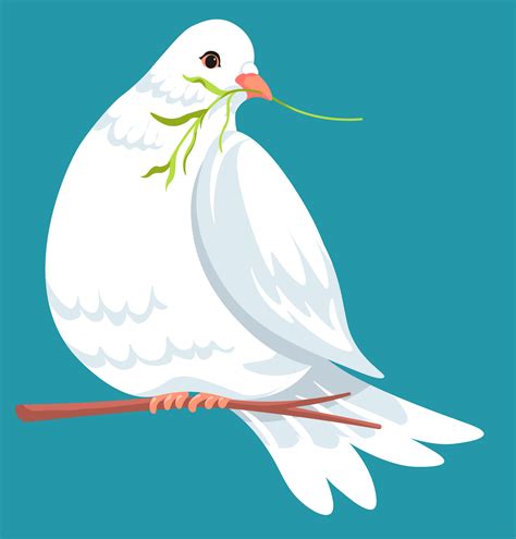 Dove Sitting On Branch Holding Foliage In Beak 17739204 Vector Art At
