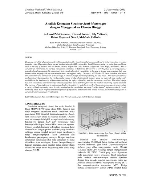 Pdf Analisis Kekuatan Struktur Semi Monocoque Dengan Menggunakan