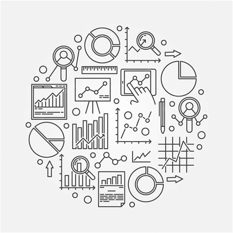 Premium Vector Data Analytics Vector Round Illustration In Thin Line