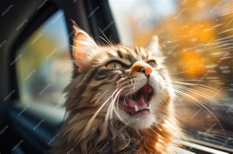 Funny Cat Drives A Toy Car In The City By Generative Ai Premium Ai Generated Image