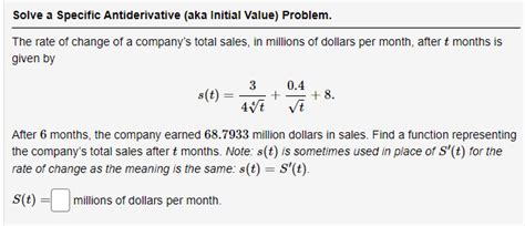 Solved Solve A Specific Antiderivative Aka Initial Value