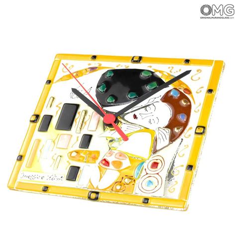 Table Clock The Kiss Klimt Original Murano Glass Omg