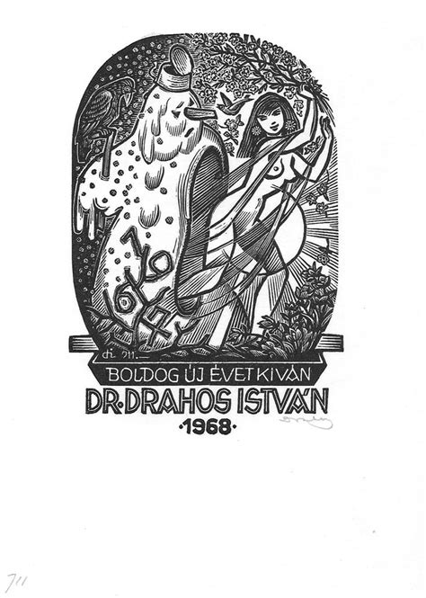 Istvan Drahos Opus 711 Graphic Design Art Ex Libris Mermaid Drawings
