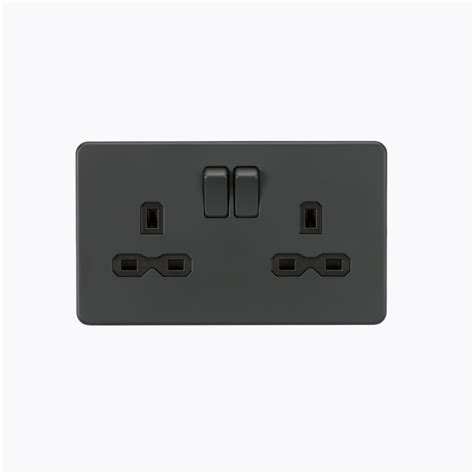 Screwless 13a 2g Dp Switched Socket Anthracite Evolution Electronics And Electrical Ltd