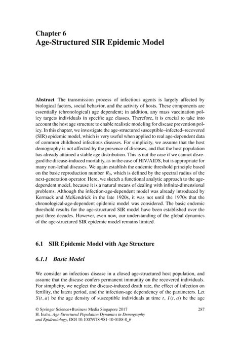 Pdf Age Structured Sir Epidemic Model
