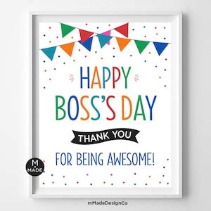 Boss Day Sign Happy Bosss Day Boss Appreciation Sign For Office Thank
