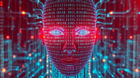 Abstract Digital Face Made Of Binary Code And Data Backgroumd Image