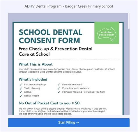 Dental Visit Forms Due Back Badger Creek Primary School
