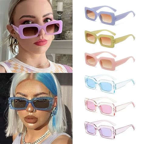 2023 Vintage Square Sunglasses Women Brand Small Rectangle Gradient Tea