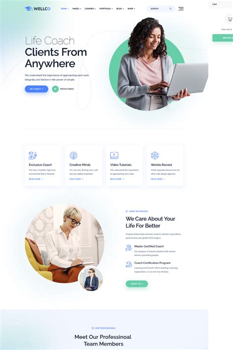 Wellco Coaching And Online Courses Wordpress Theme Website Design Coach Website Web Design