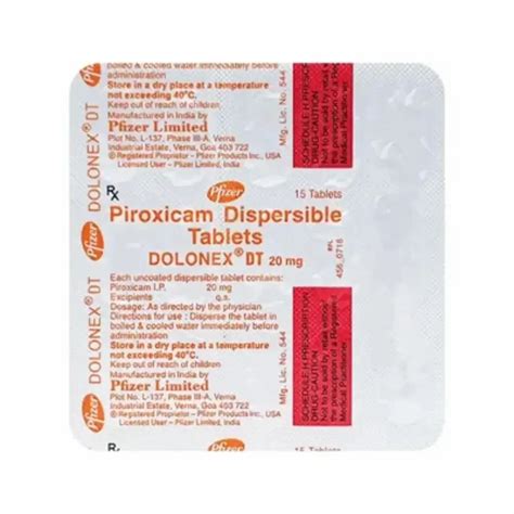 Dolonex Dt 20mg Tablet At Best Price In Nagpur By A D Overseas Id 2854409985412