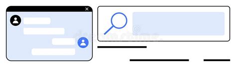 Simple Web Interface With Search And Chat Elements Stock Vector