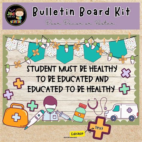 Health Bulletin Board Kit Healthcare Education Door Decor Nursing Editable Etsy