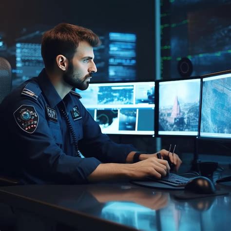 Premium Photo System Security Specialist Working At System Control