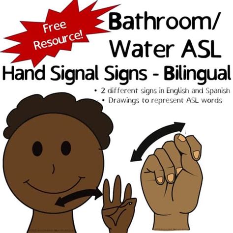 Bathroom Water Asl Hand Signal Signs Bilingual Non Verbal