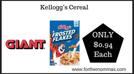 Kelloggs Cereal Only 094 Each With This Giant Deal