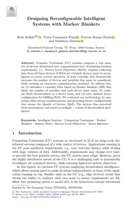 Pdf Designing Reconfigurable Intelligent Systems With Markov Blankets