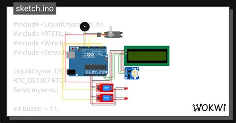 Jam Digital Alarm Servo Wokwi Esp32 Stm32 Arduino Simulator