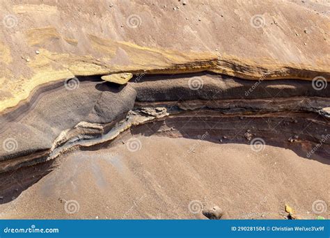 Layers Of Volcanic Tuff At The Teide Volcano Tenerife Spain Stock