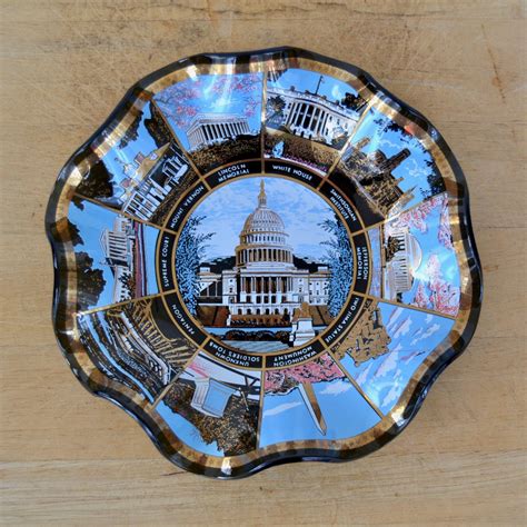 Vintage Washington Dc Souvenir Glass Dish With Wavy Edge Etsy
