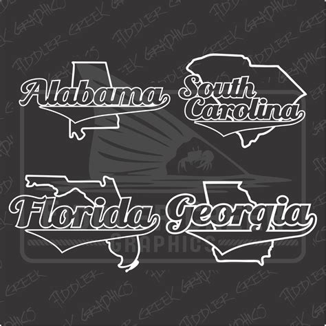 Vintage State Shape And Name Decals Bad Bass Designs