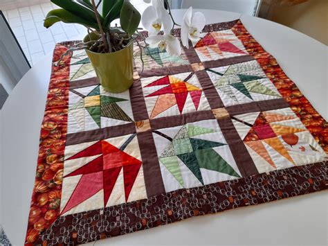 Patchwork Centerpiece Maple Leaf Maple Leaf Autumn Quilt Table Topper Patchwork Maple Leaf
