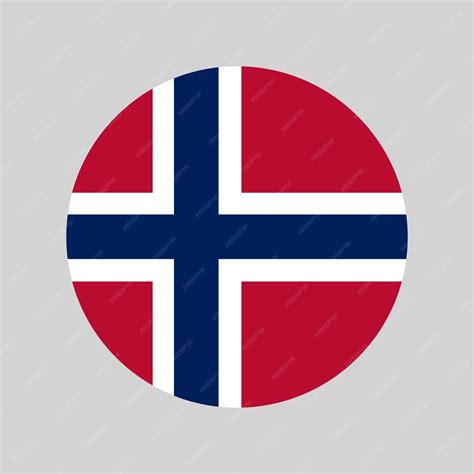 Norway Symbol Rounded Vector Icon With Norwegian National Flag Colors