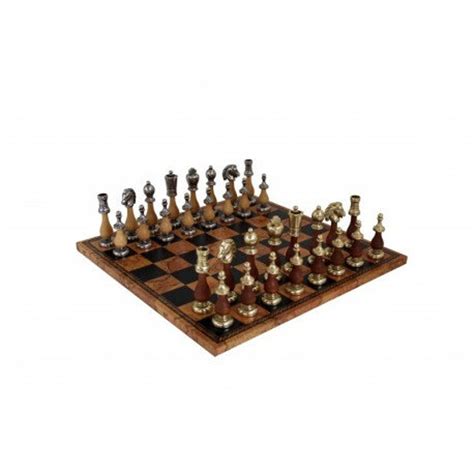 Arabic Style Wood And Metal Chess Set With Unique Chessboard Etsy