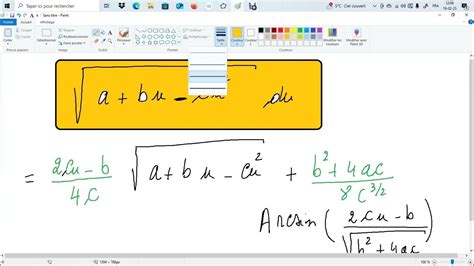 Calcul De Primitive Formule De Sqrt A Bu Cu² Du Youtube