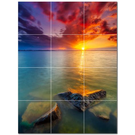 Picture 36 X 48 Ceramic Sunset Photo Decorative Mural Tile