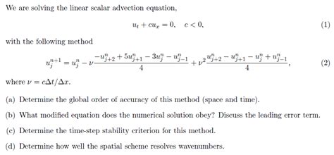 Solved We Are Solving The Linear Scalar Advection Equation