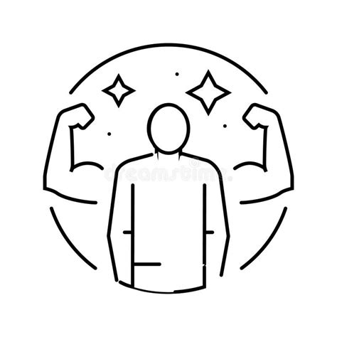 Self Confidence Motivation Line Icon Vector Illustration Stock